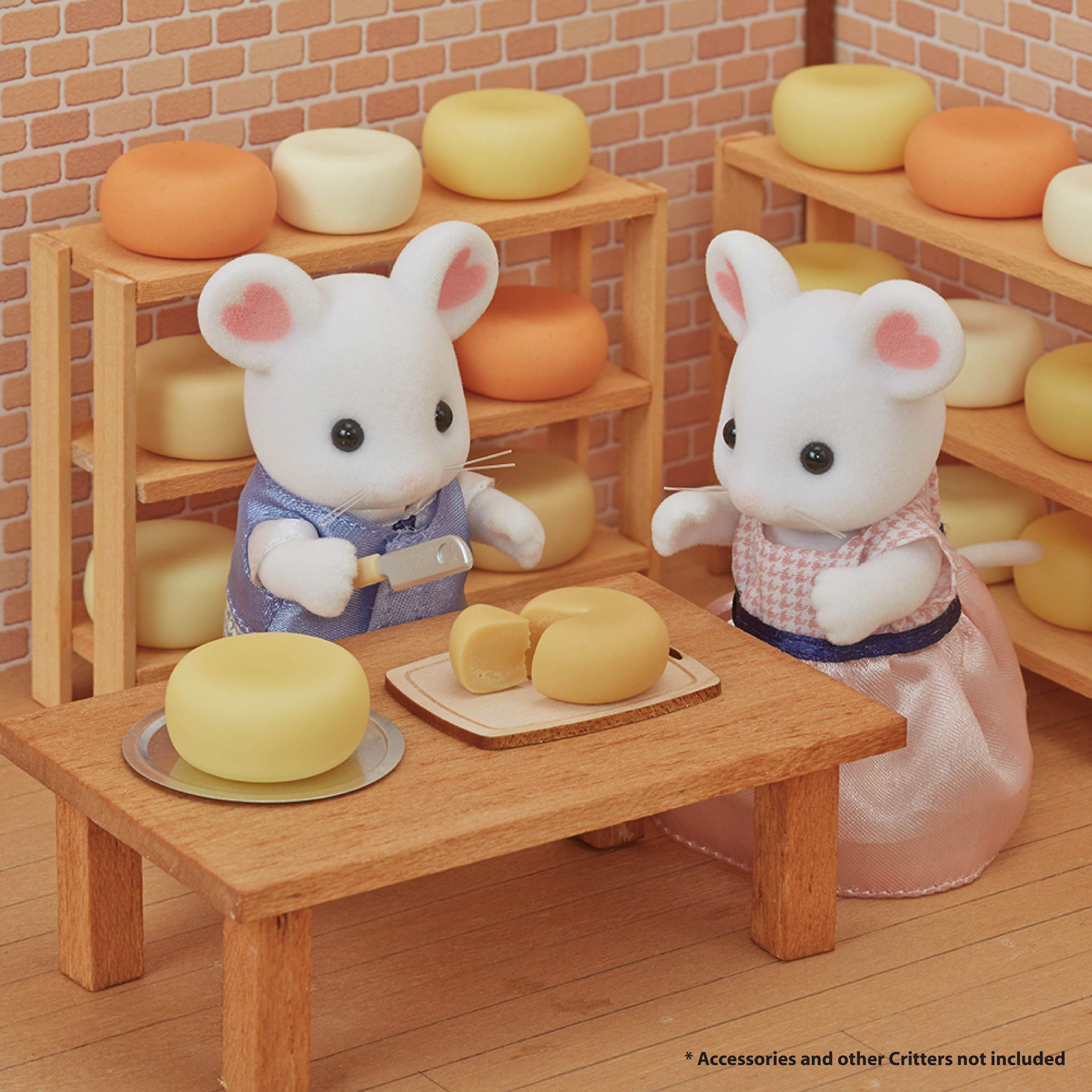 Calico Critters, Marshmallow Mouse Family, Dolls, Dollhouse Figures, Collectible Toys, 3 inches