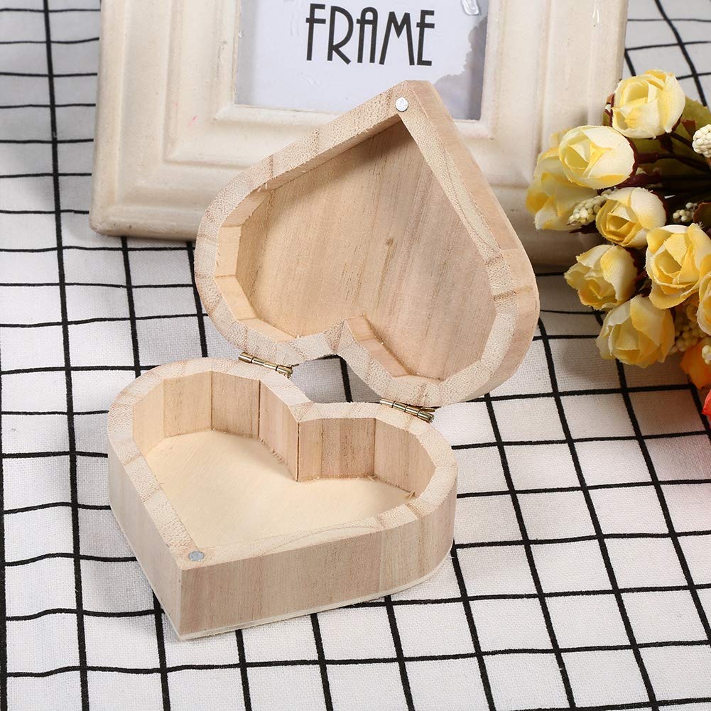Small Wooden Heart-Shaped Jewelry Storage Box, Wooden Trinket Box with Magnetic Hinged Lid, Decoration Craft Gift for Storage and Display