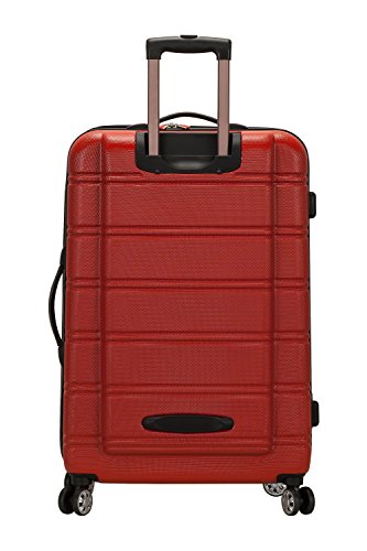 Rockland Melbourne Hardside Expandable Luggage with Spinner Wheels, RED, Checked Large 28"