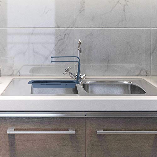 2 Pack Updated 2-in-1 Telescopic Sink Holder Rack Sink Organizer Expandable Storage Drain Basket Rack Sponge Soap Holder Drainer Sink Tray Adjustable Faucet Clip Drain Basket Rack for Home,Kitchen