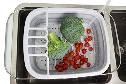SAMMART 8L (2.11Gallons) Expandable Collapsible Dish Drainer - Foldable Drying Rack - Portable Dinnerware Organizer - Space Saving Kitchen Storage Tray (Grey, 1)