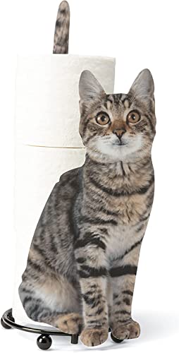 Tiger Striped Paper Holder - Photo-Realistic Cat Metal Paper Towel or Toilet Paper Dispenser