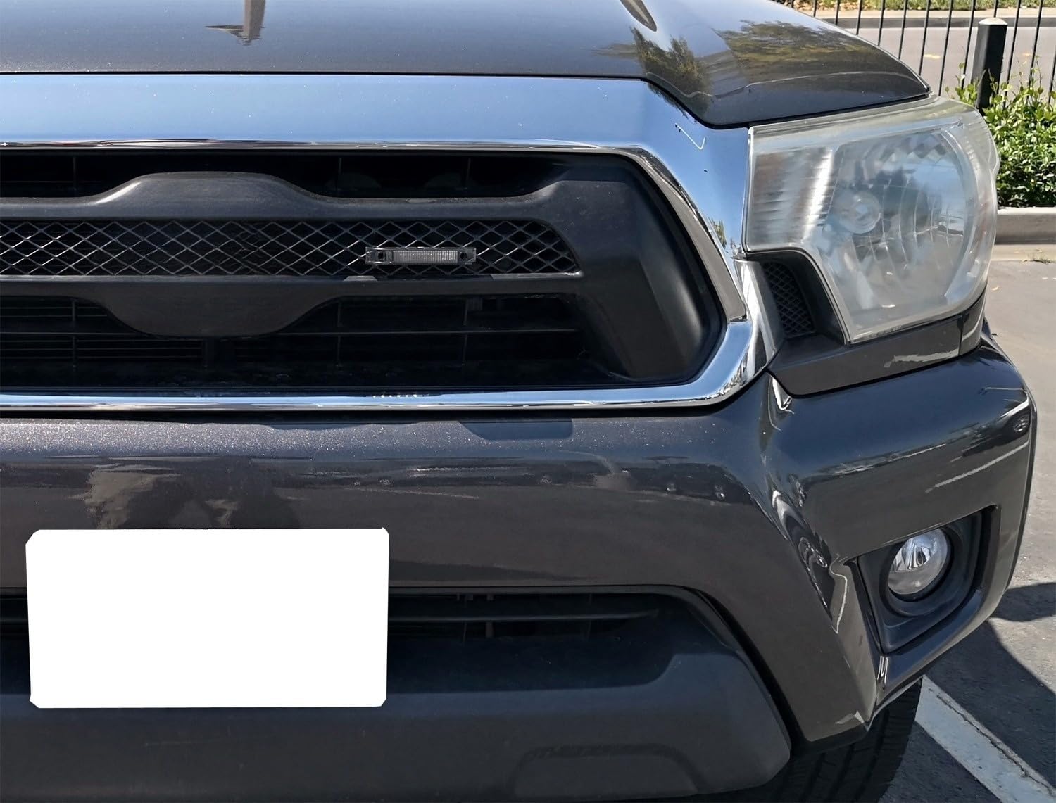 iJDMTOY Smoked Lens Amber LED Grille Lights Kit Compatible with 2012-up Toyota Tacoma, Center Set 2-Piece Marker Lamps w/Wiring & Hardware