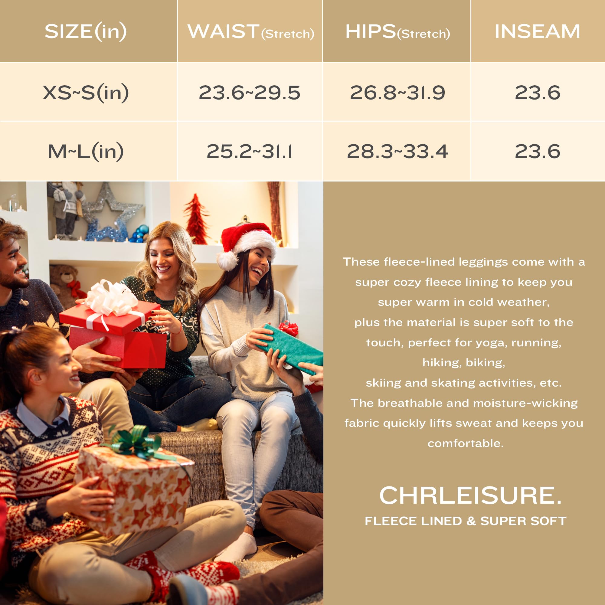 CHRLEISURE Women's Winter Warm Fleece Lined Leggings - Thick Velvet Tights Thermal Pants (Black, M/L)