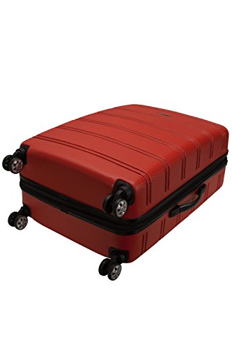 Rockland Melbourne Hardside Expandable Luggage with Spinner Wheels, RED, Checked Large 28"