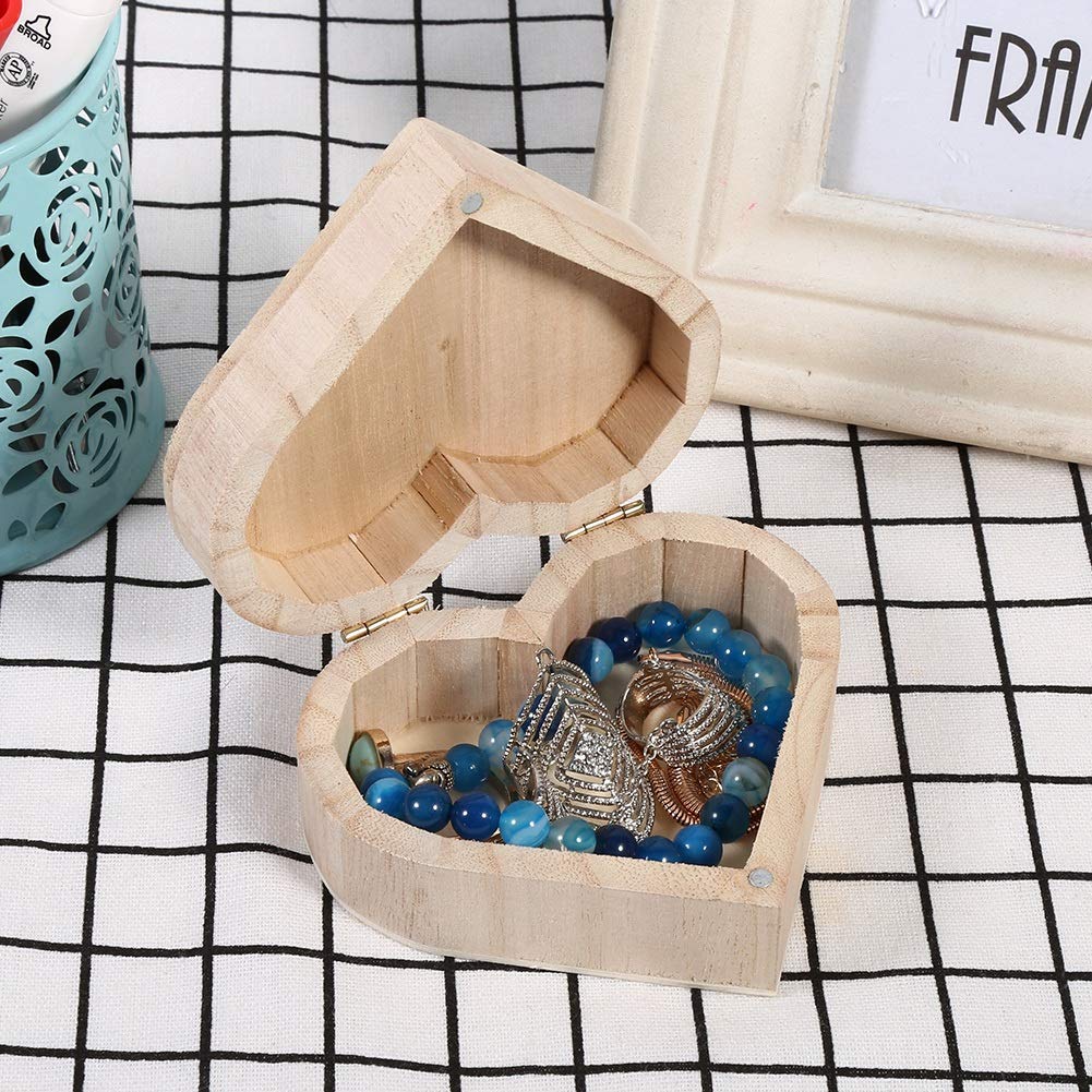 Small Wooden Heart-Shaped Jewelry Storage Box, Wooden Trinket Box with Magnetic Hinged Lid, Decoration Craft Gift for Storage and Display