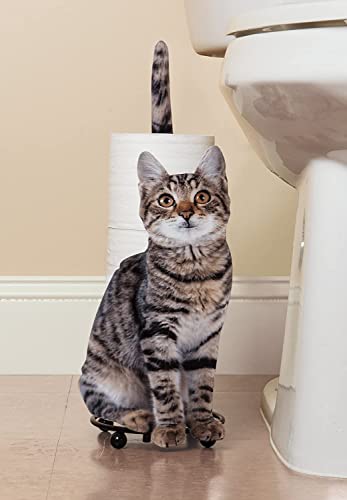 Tiger Striped Paper Holder - Photo-Realistic Cat Metal Paper Towel or Toilet Paper Dispenser