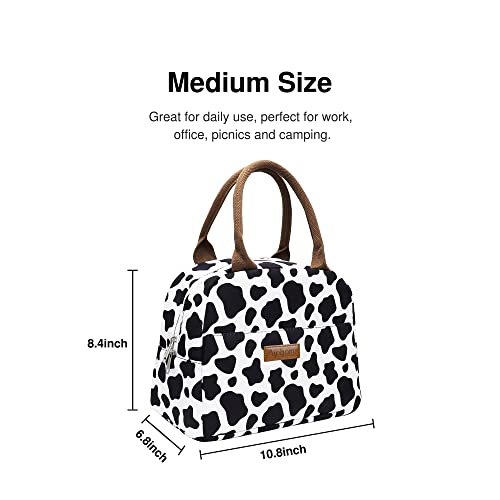 Aiphamy Insulated Lunch Bag Reusable Lunch Box Lunch Cooler Tote Bag for Women Men Adults Work Picnic (Cow Print)