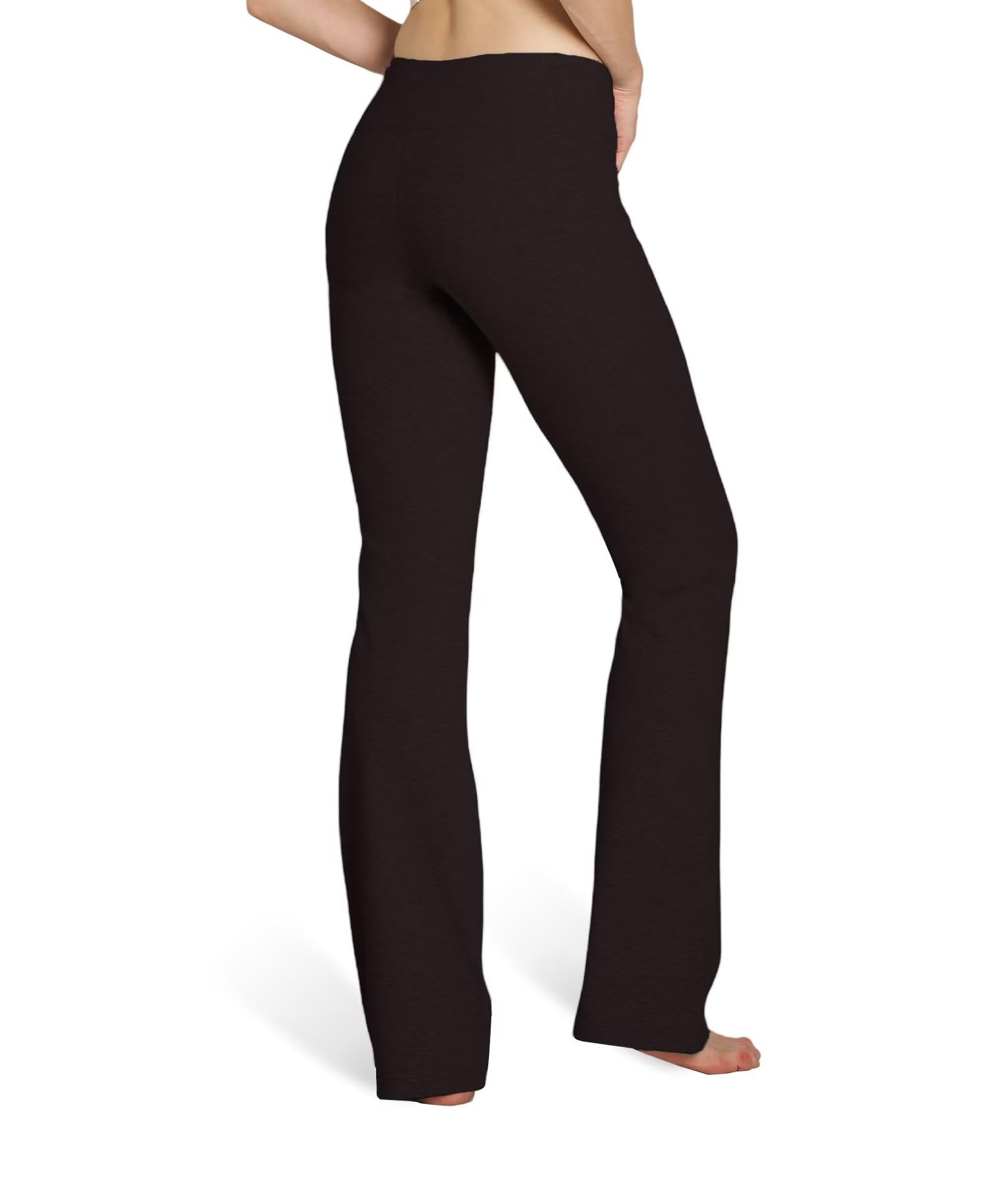 Houmous S-XXXL 29''31''33''35'' Inseam Women's Cotton Bootcut Pants Inner Pocket(Regular-33 Inseam-Black, X-Large)