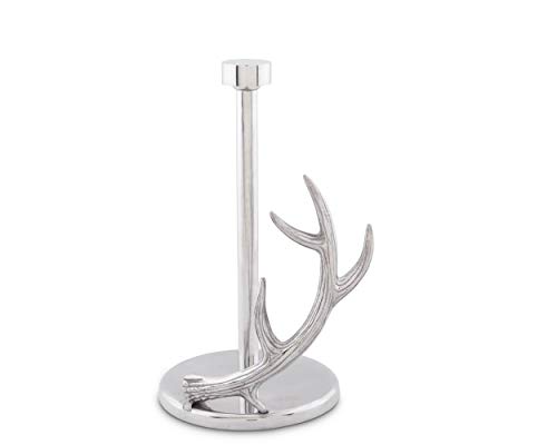 Arthur Court Designs Counter Top Decorative Deer Antler Paper Towel Holder - Aluminum Metal Countertop 18 inch Standing Tall