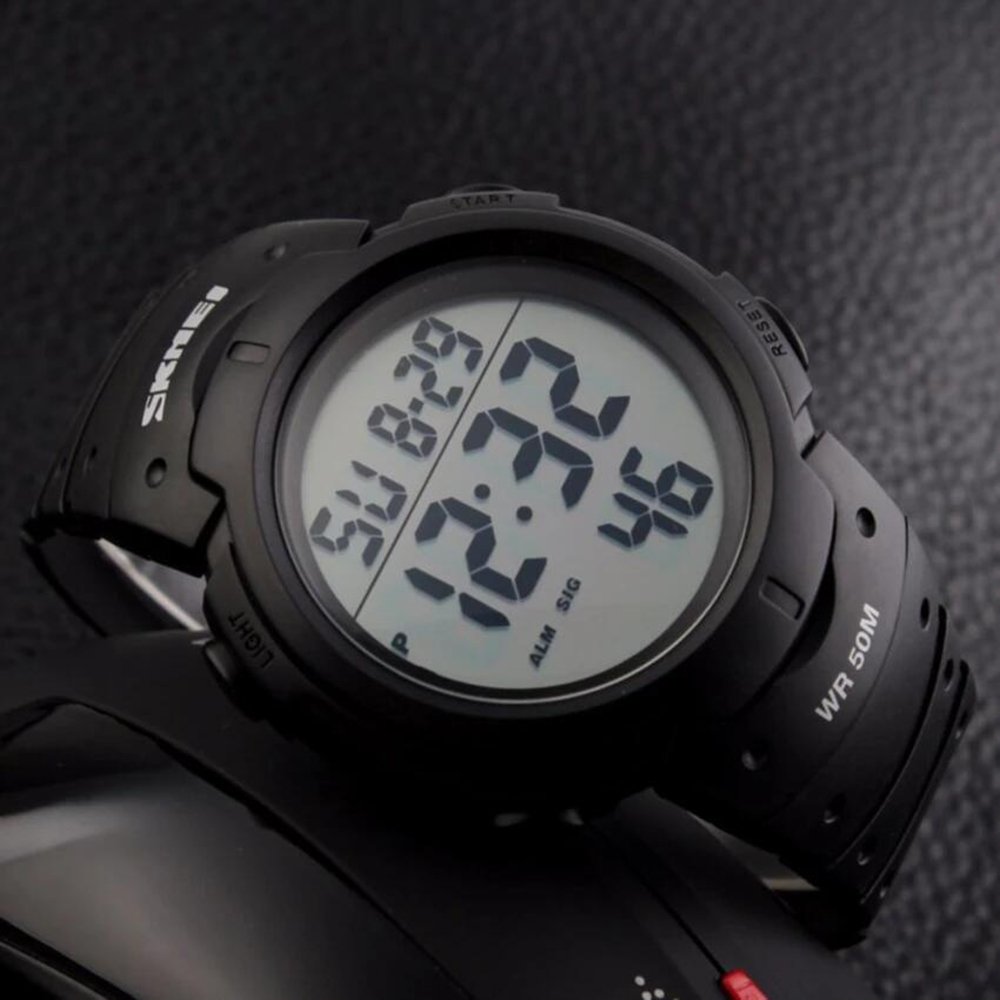 SKMEI Mens Digital Watches Waterproof LED Backlight Large Number Display Multifunction Sport Wristwatch