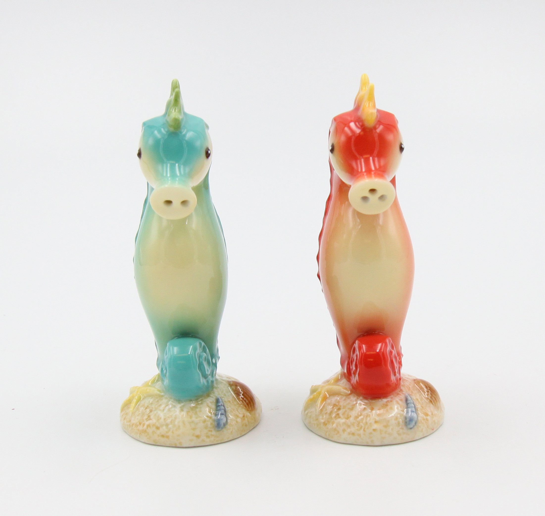 Cosmos Gifts 20784 Fine Porcelain Seahorse Salt and Pepper Shakers Set, 4" H