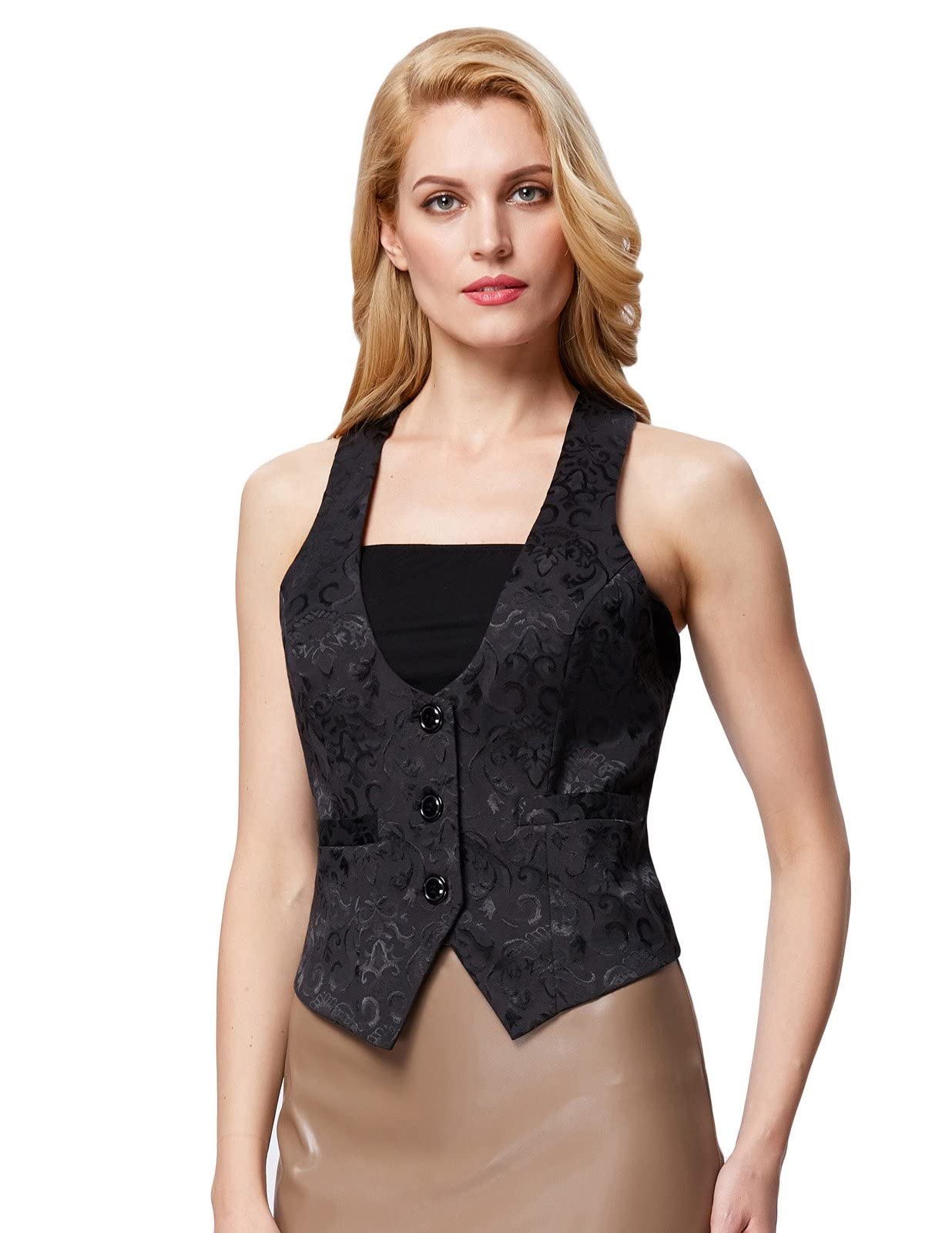 GRACE KARIN Suit Vest For Women Sleeveless Dressy Waistcoat Vest