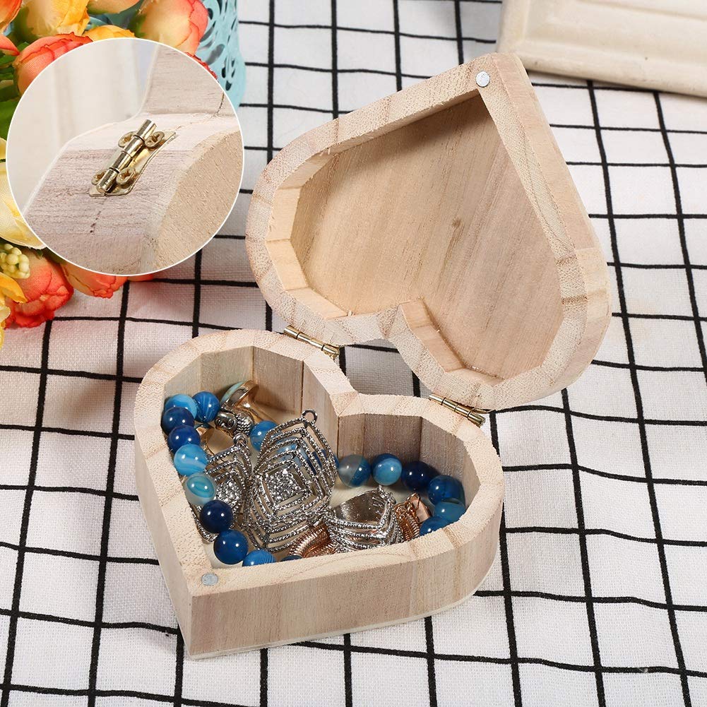 Small Wooden Heart-Shaped Jewelry Storage Box, Wooden Trinket Box with Magnetic Hinged Lid, Decoration Craft Gift for Storage and Display