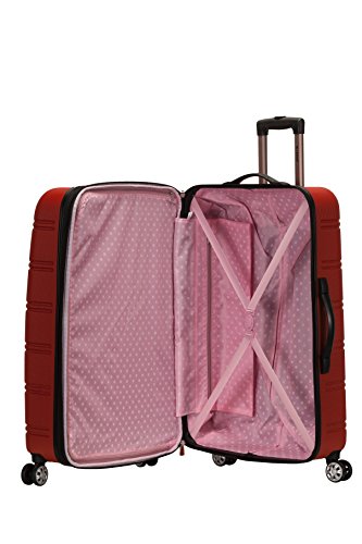 Rockland Melbourne Hardside Expandable Luggage with Spinner Wheels, RED, Checked Large 28"