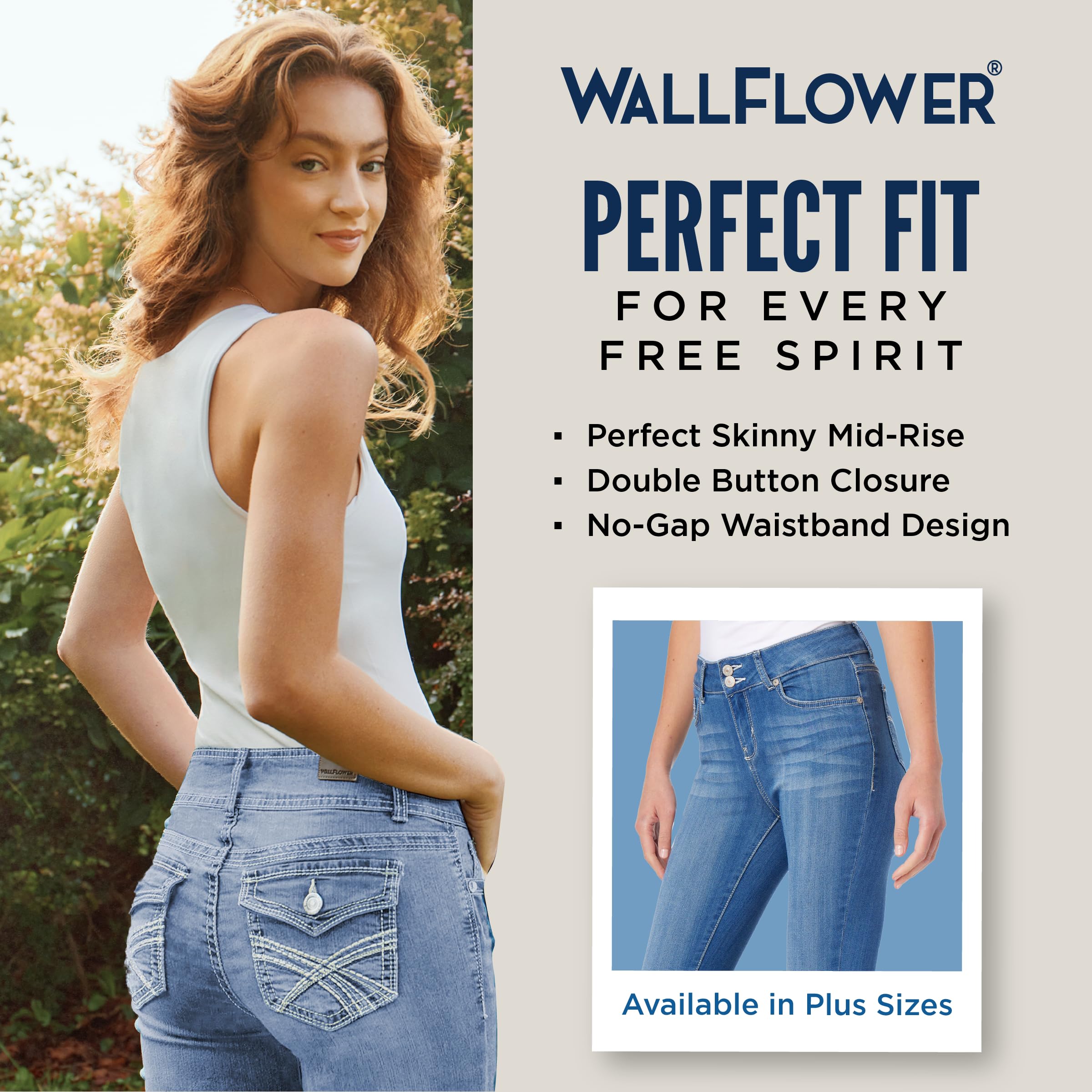WallFlower Women's Ultra Skinny Mid-Rise Insta Soft Juniors Jeans (Standard and Plus), Hayden Pure, 17