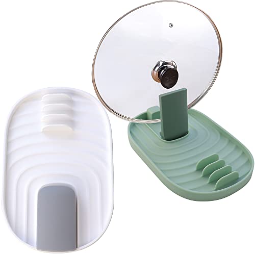HengKe 2 Pack Kitchen Pot Pan Cover Lid Shell Stand Holder Kitchen Utensil Holder Pots Lid Ladles Holder for Pots and Spoon Rest Kitchen Gadgets for Kitchen Storage Counter Stove Organizer