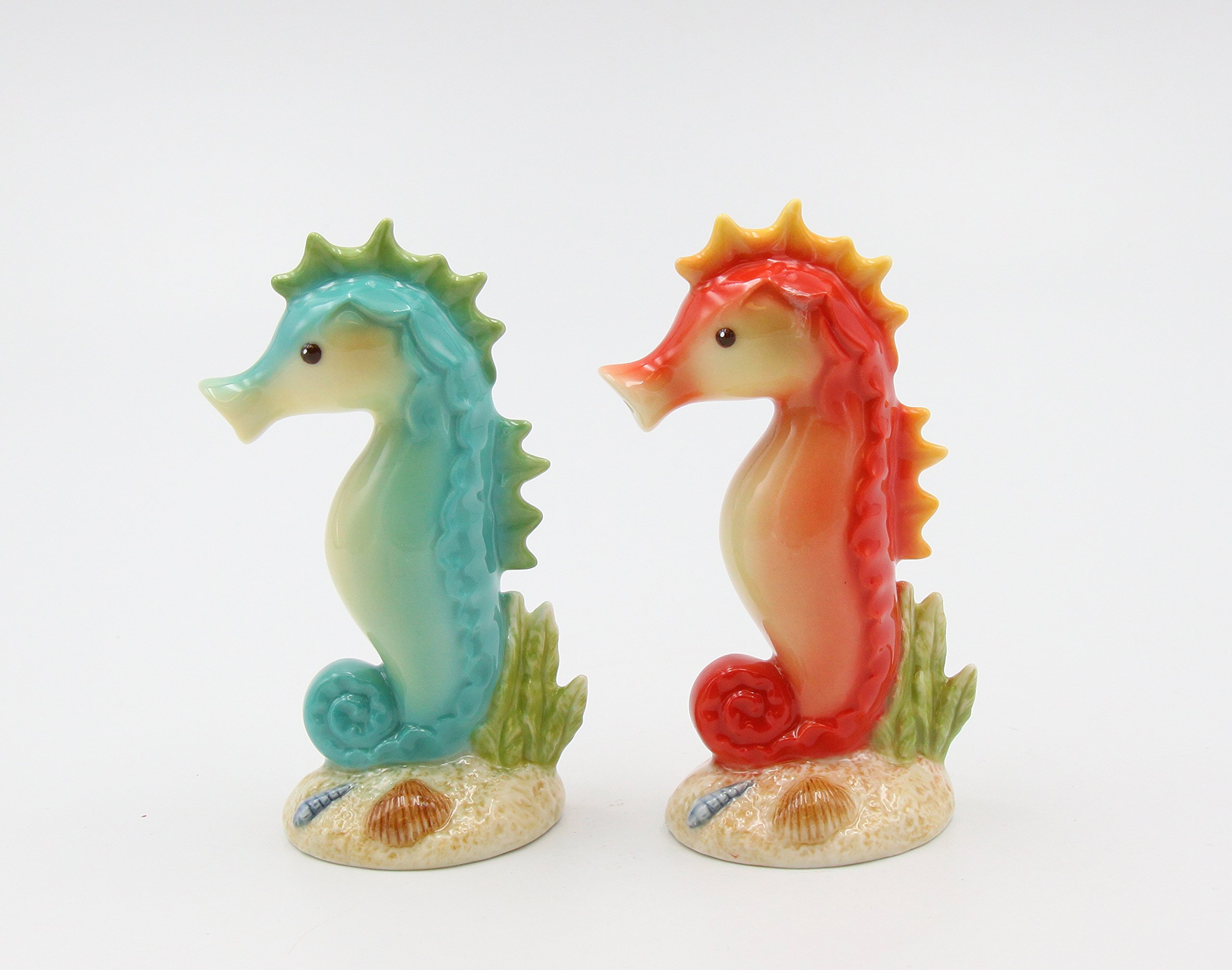 Cosmos Gifts 20784 Fine Porcelain Seahorse Salt and Pepper Shakers Set, 4" H