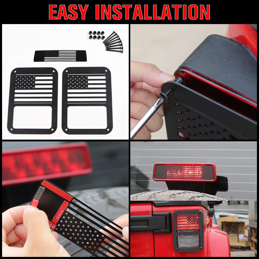 RT-TCZ Tail Light Guards Covers Brake Light Cover For Rear Taillights 2007-2017 Jeep Wrangler JK Unlimited Accessories (US Flag-1)