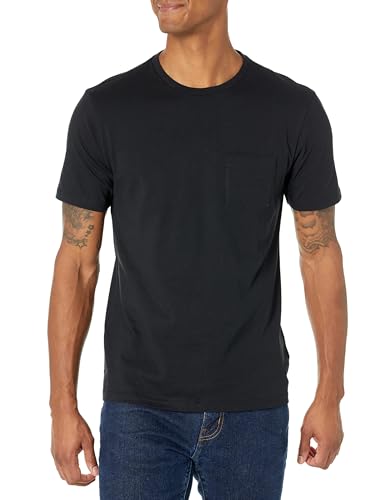 Amazon Essentials Men's Slim-Fit Short-Sleeve Crewneck T-Shirt, Pack of 2, Washed Black, Large