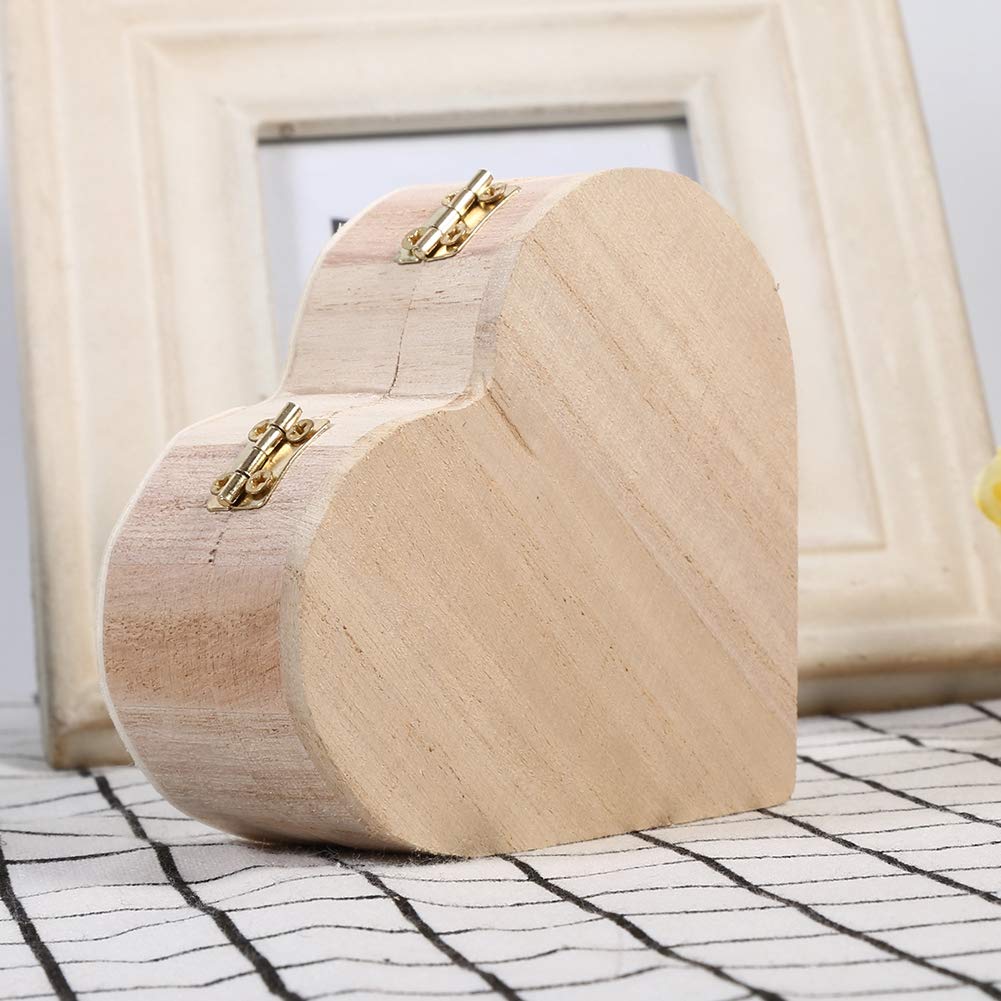 Small Wooden Heart-Shaped Jewelry Storage Box, Wooden Trinket Box with Magnetic Hinged Lid, Decoration Craft Gift for Storage and Display
