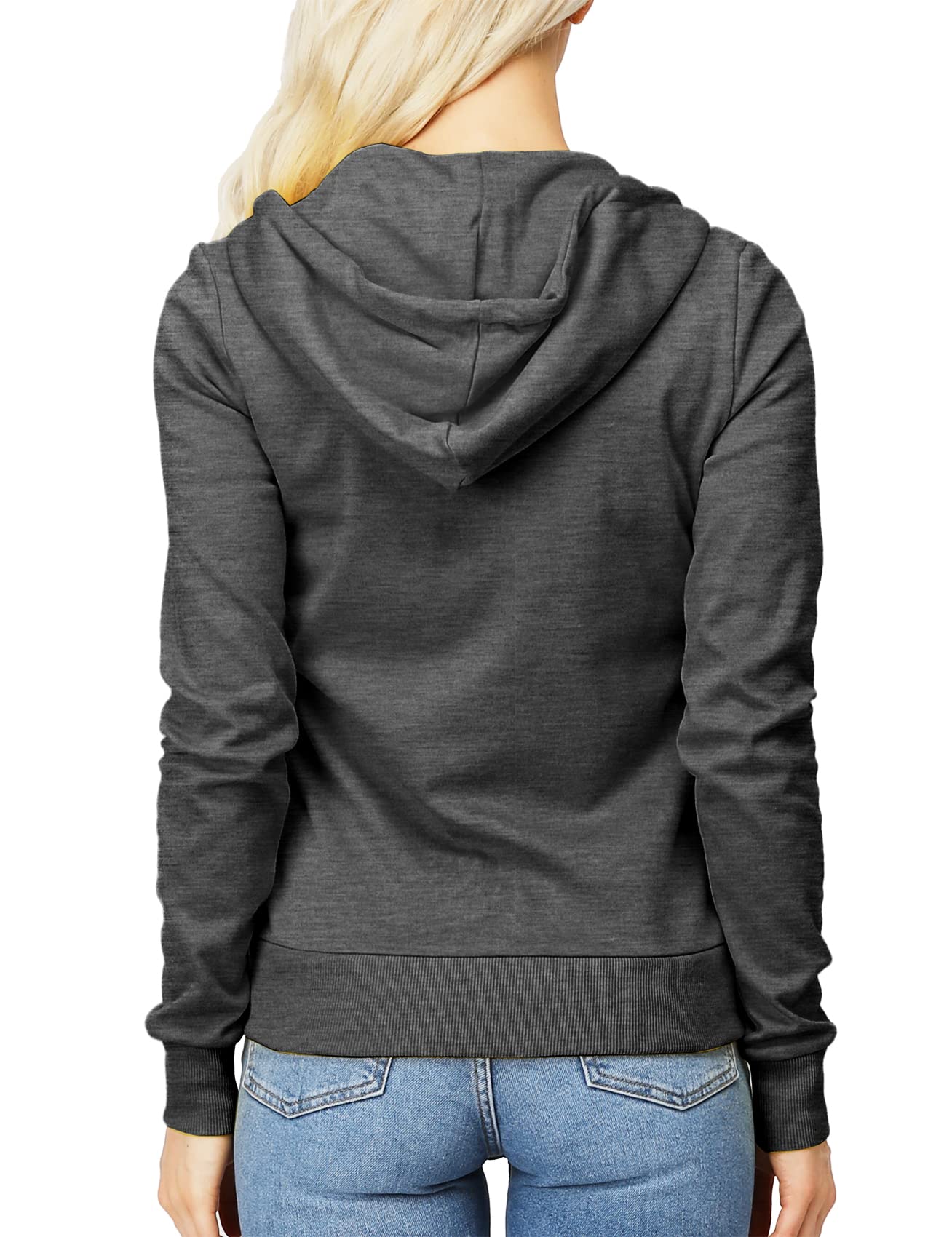 H2H Women's Slim Fit Basic Zip Up Hoodie Sweatshirt Lightweight Long Sleeve with Pocket CHARCOAL US M (CWOHOL030)