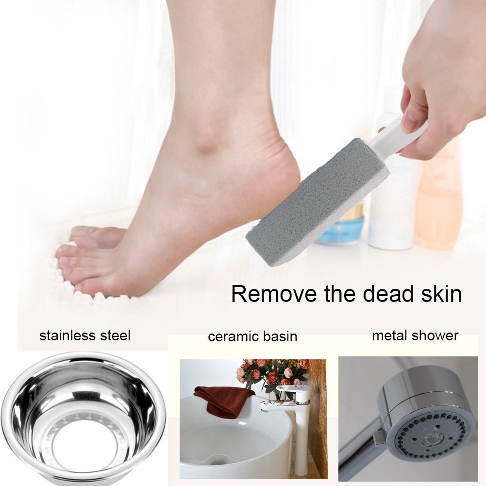 Comfun Pumice Stone Toilet Brush for Cleaning Toilet Bowl with Handle, Pumice Stick Pumice Scouring Pad for Cleaning, 4 Pack