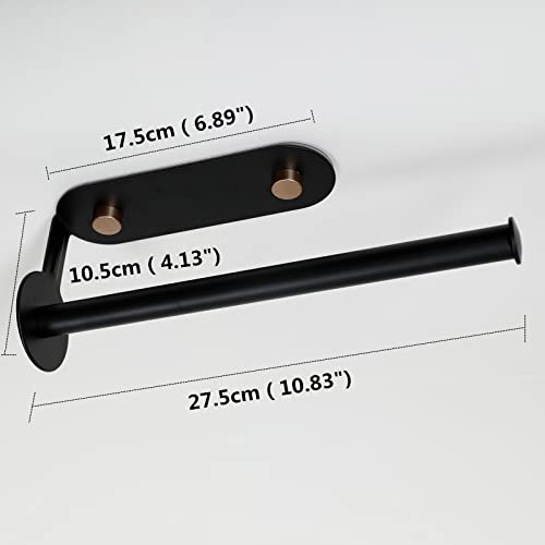 Paper Towel Holder Under Cabinet, Self Adhesive Black Paper Towel Holder for Kitchen Under Counter Cabinet Bathroom, for Holding Paper Towel, Plastic Wrap, Tin Foil, Toilet Paper Roll