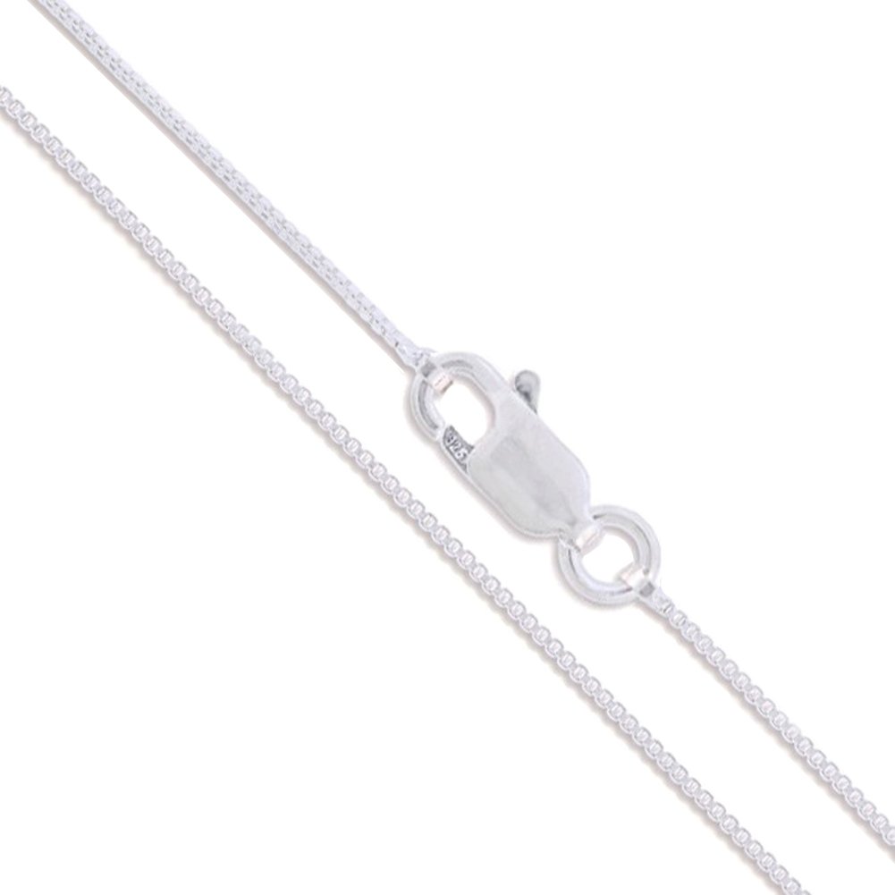 SAC SILVER Sterling Silver Box Chain 1mm Solid 925 Italy Lightweight Lobster Claw Clasp Necklace 28in