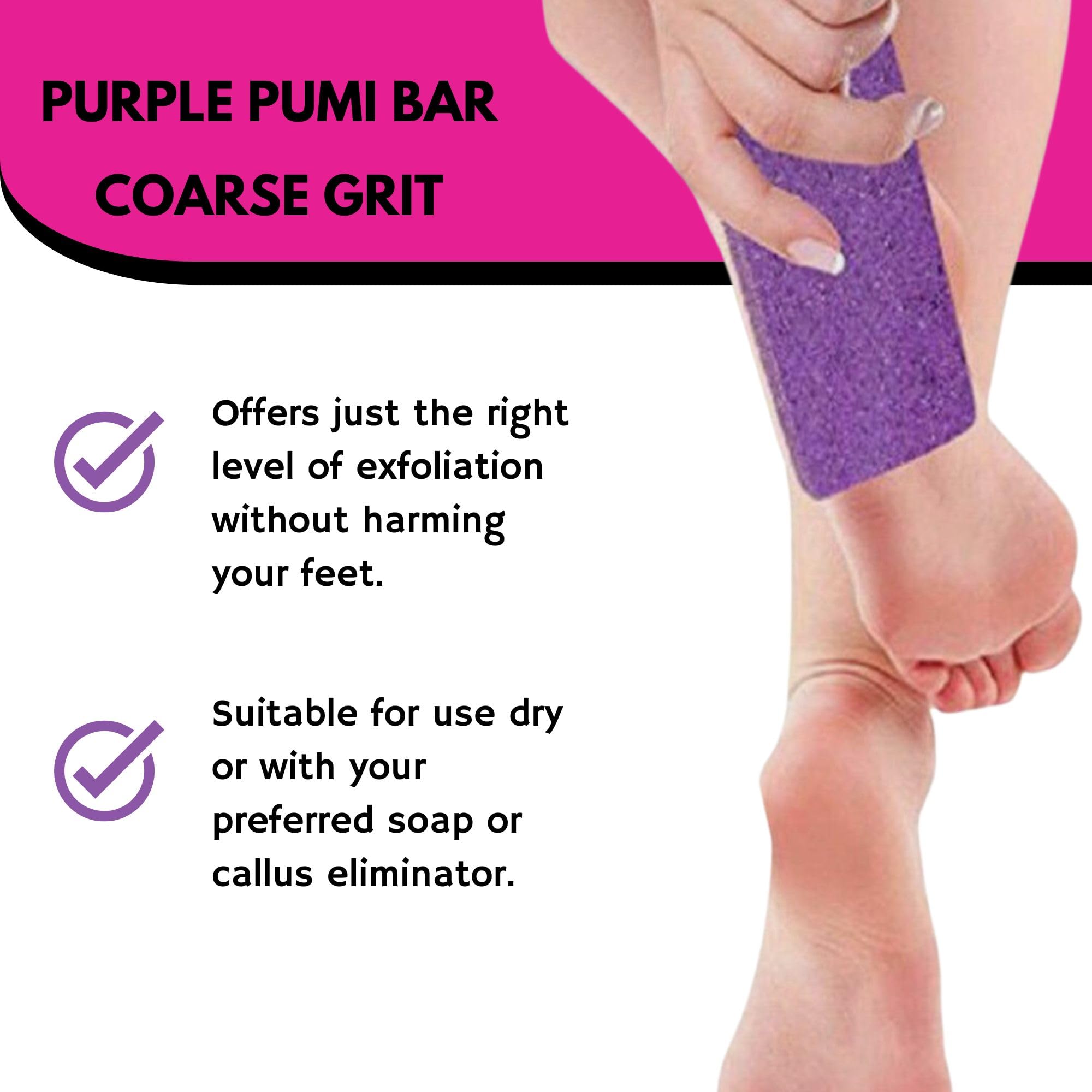 Mr. Pumice Purple PUMI Bar, Extra-Coarse Callus Remover, Pedicure Stone & Ped File Scrubber for Smooth Feet and Heels, 6 Pack