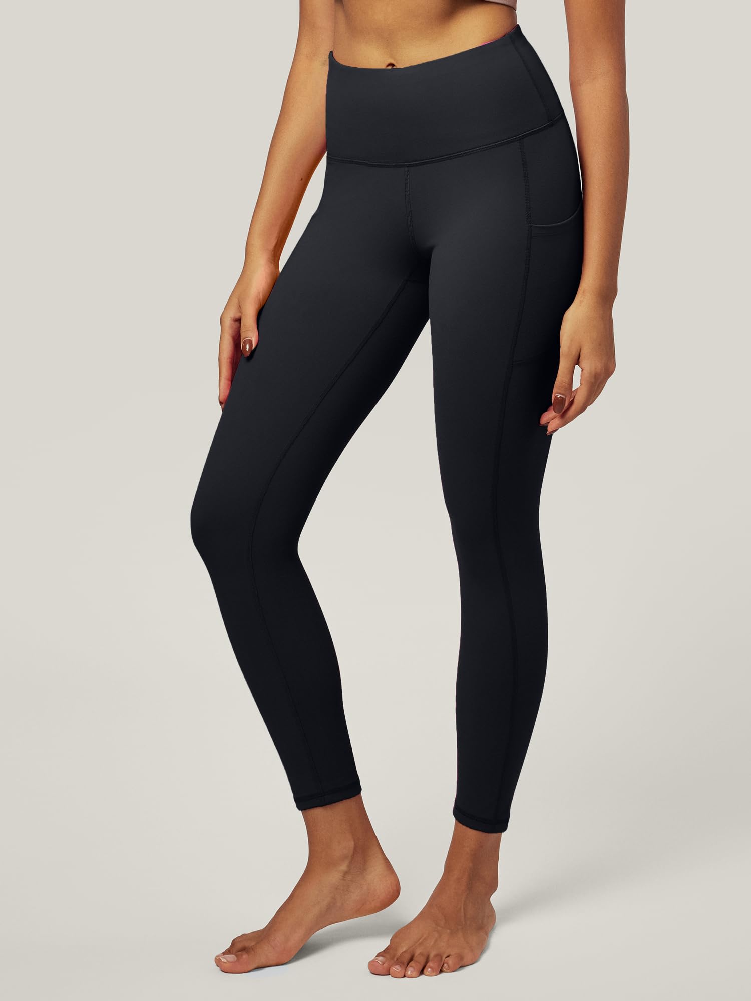 IUGA High Waist Yoga Pants with Pockets, Leggings for Women Tummy Control, Workout Leggings for Women 4 Way Stretch Black