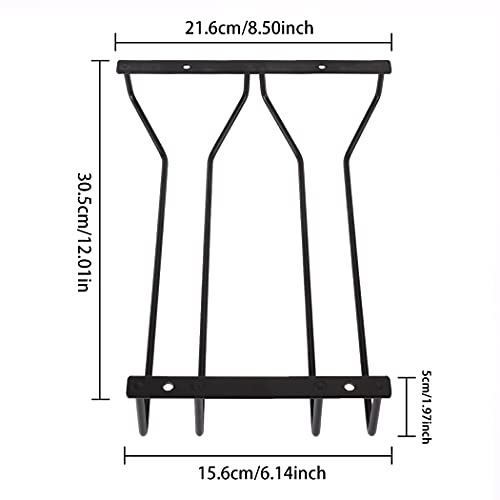 Dianoo 30.5cm Black Wine Glass Rack, Wine Glass Holder Under Shelf, Stemware Rack Under Cabinet, 2 Rows