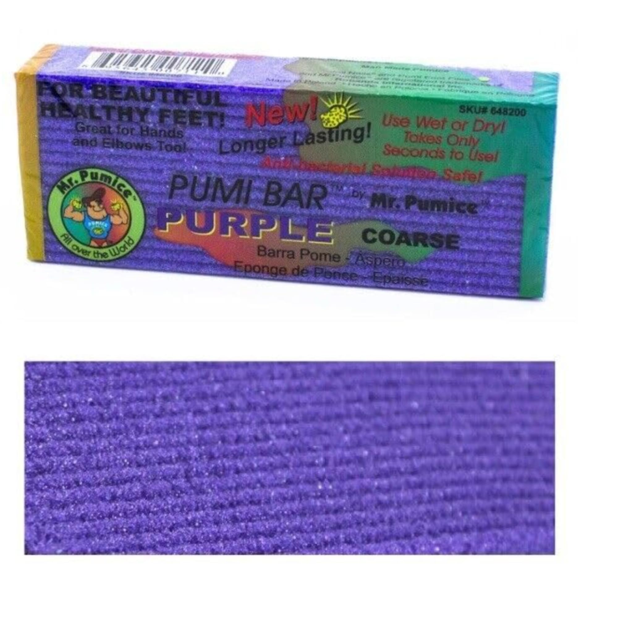 Mr. Pumice Purple PUMI Bar, Extra-Coarse Callus Remover, Pedicure Stone & Ped File Scrubber for Smooth Feet and Heels, 6 Pack