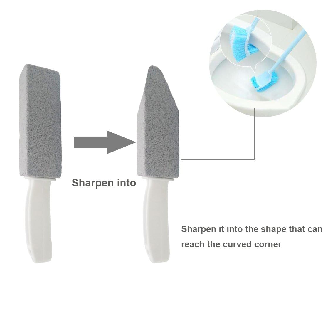 Comfun Pumice Stone Toilet Brush for Cleaning Toilet Bowl with Handle, Pumice Stick Pumice Scouring Pad for Cleaning, 4 Pack