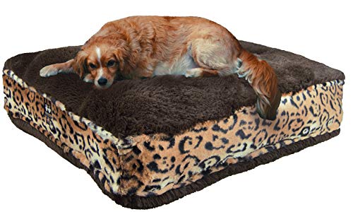 Bessie and Barnie Chepard/Grizzly Bear Luxury Shag Extra Plush Faux Fur Rectangle Pet/Dog Bed (Multiple Sizes)