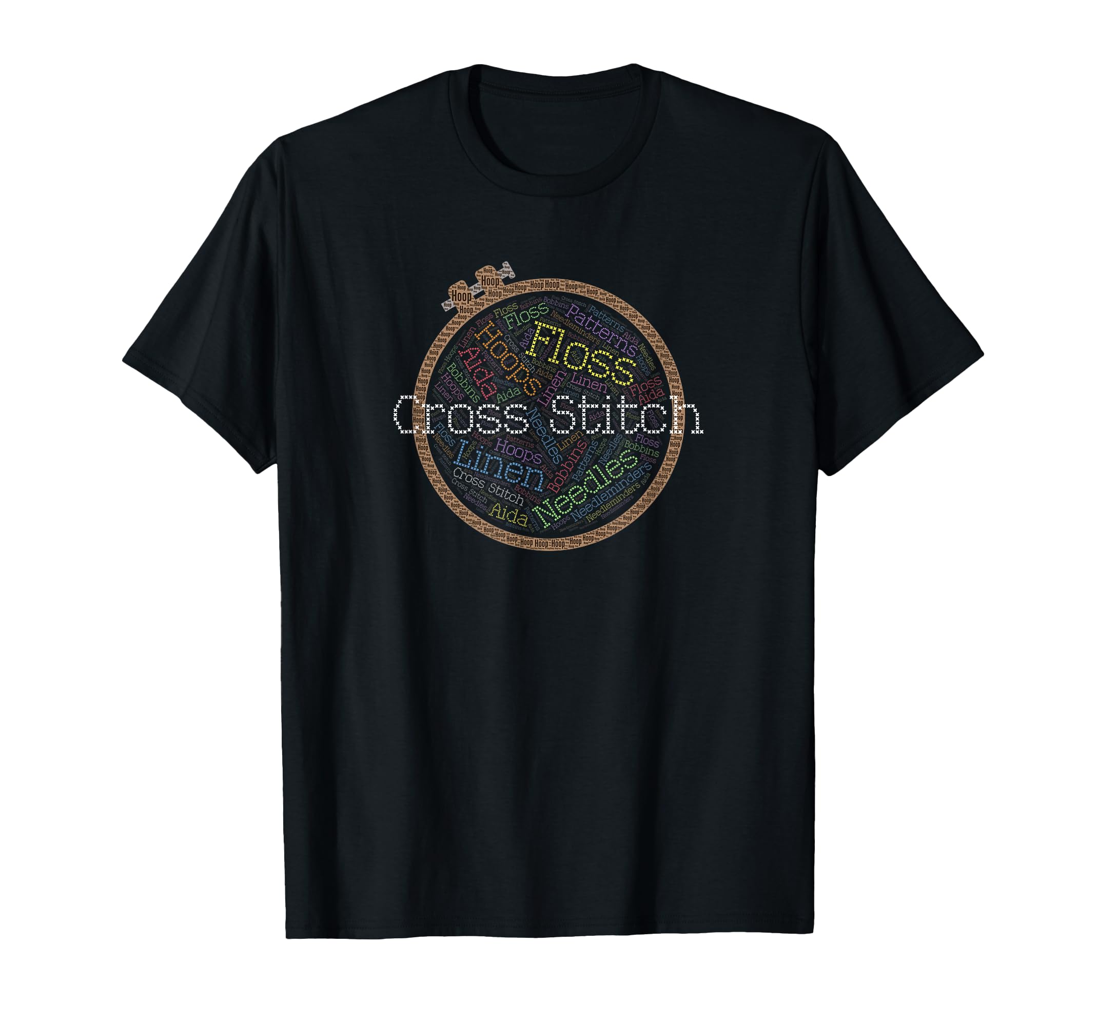 Cross Stitch Hoop With Stitched WordArt T-Shirt T-Shirt