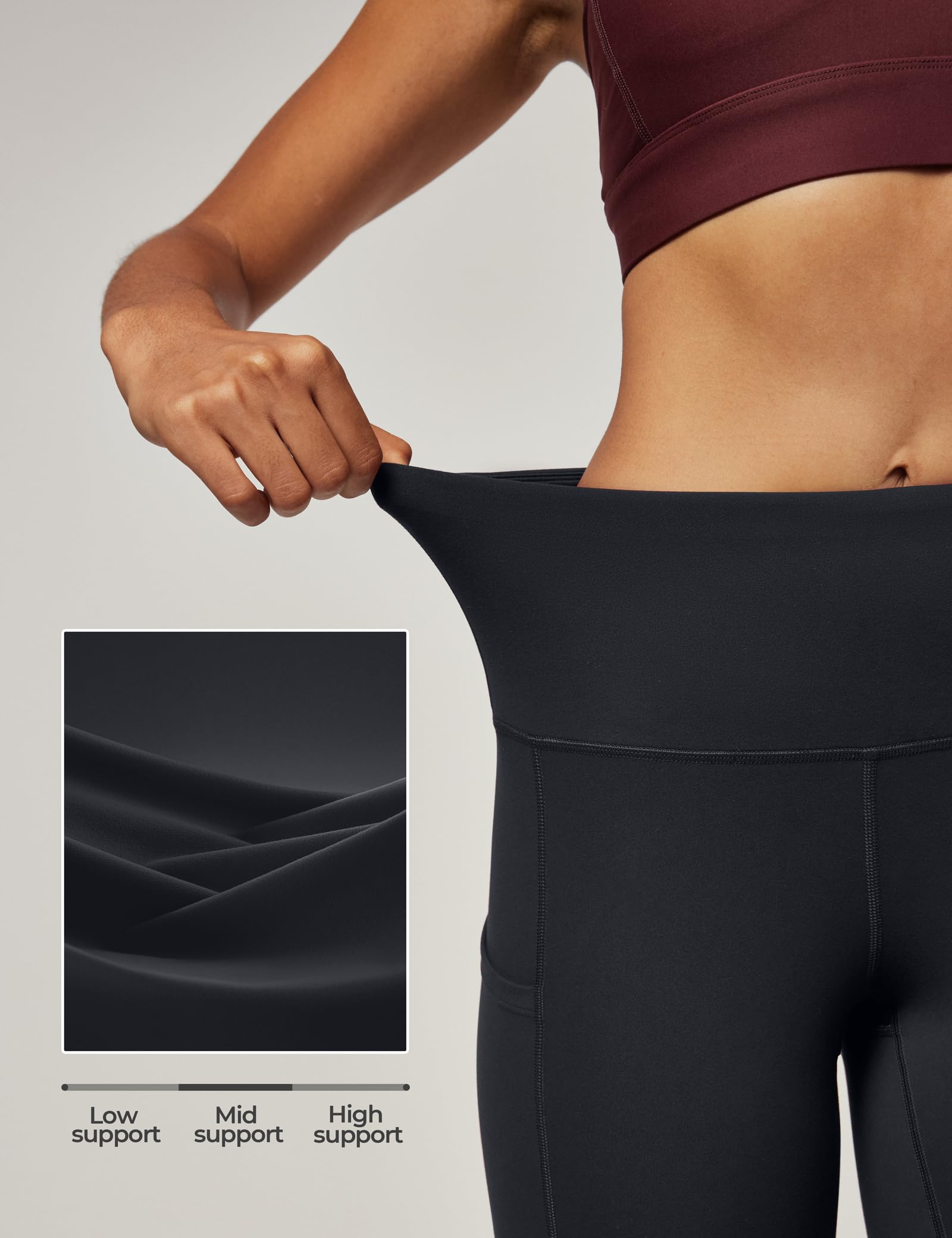 IUGA High Waist Yoga Pants with Pockets, Leggings for Women Tummy Control, Workout Leggings for Women 4 Way Stretch Black