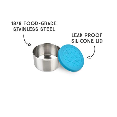LunchBots 1.5oz Leak Proof Dips Condiment Containers - Set of 3 (1.5 oz) - Spill Proof in Bags and Bento Boxes - Food Grade Stainless Steel and Silicone Lids - Dishwasher Safe - Floral Set