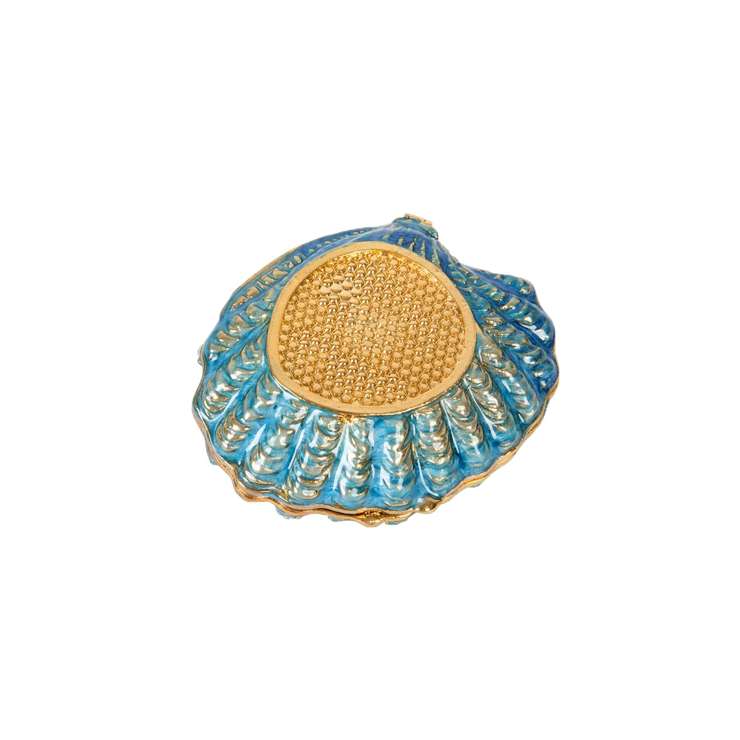 QIFU Hand Painted Enameled Shell Style Decorative Hinged Jewelry Trinket Box Unique Gift for Home Decor
