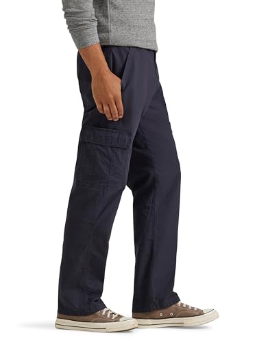 Wrangler Authentics Men's Twill Relaxed Fit Cargo Pant (Logan), Navy Ripstop, 40W x 29L