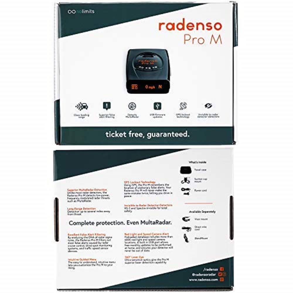 Radenso Pro M Radar Detector with Less False Alerts, Small Size, USA Technical Support, GPS Lockouts