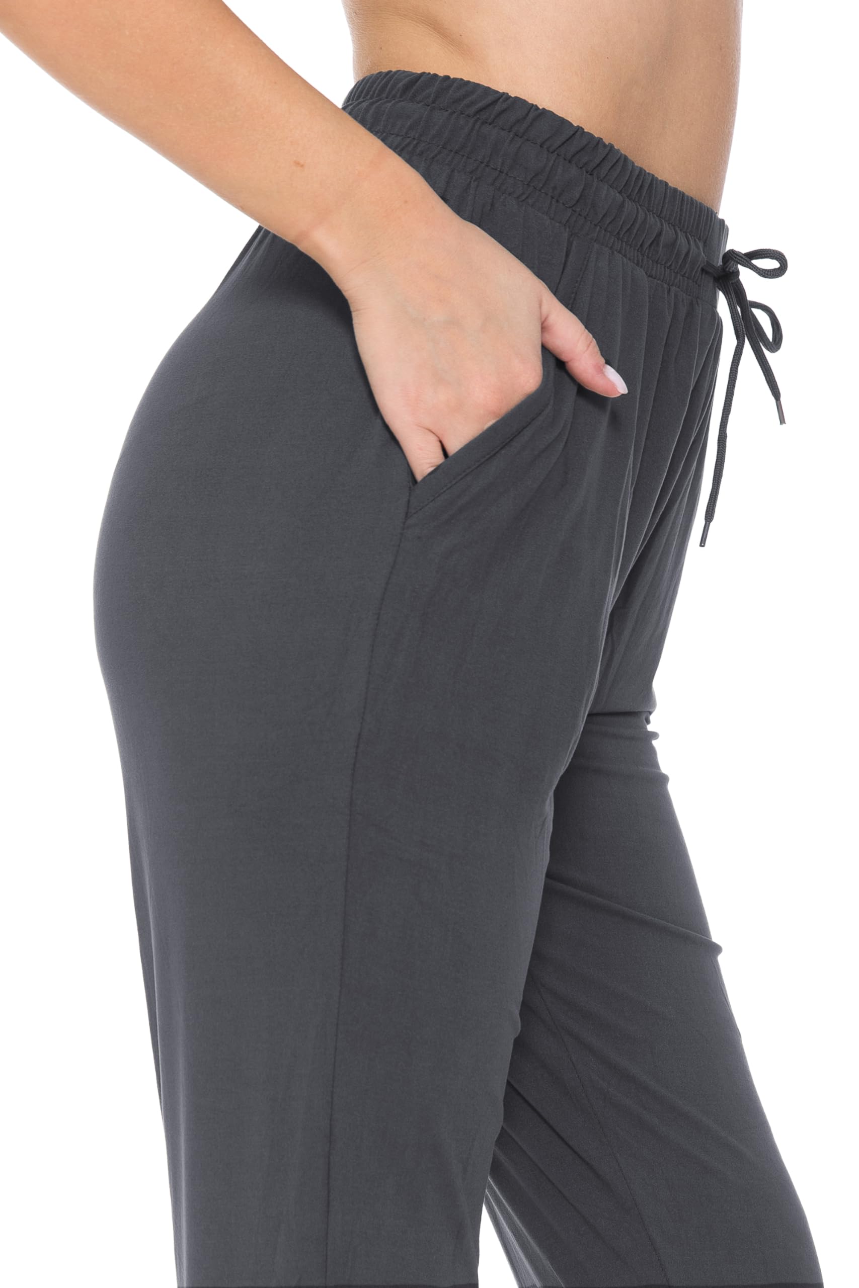 Leggings Depot Womens Relaxed fit Jogger Pants - Track Cuff Sweatpants with Pockets, Charcoal Gray, Medium