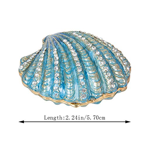 QIFU Hand Painted Enameled Shell Style Decorative Hinged Jewelry Trinket Box Unique Gift for Home Decor