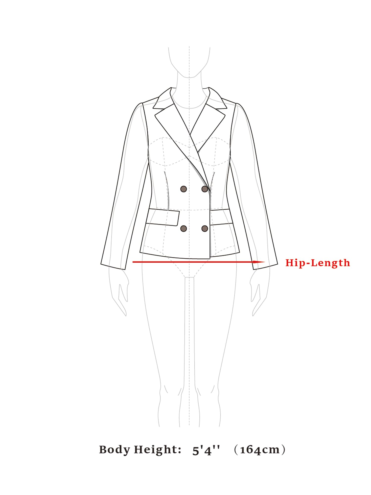 Allegra K Women's Notched Lapel Double Breasted Pea Coat Medium Grey