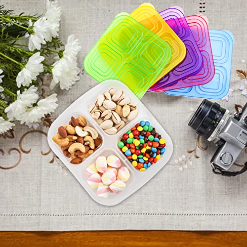 AVLA 10 Pack Bento Snack Boxes, Reusable Meal Prep Containers, 4-Compartment To Go Bento Lunch Boxes for Kids, Stackable Divided Food Storage Containers for School, Work and Travel