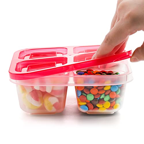 AVLA 10 Pack Bento Snack Boxes, Reusable Meal Prep Containers, 4-Compartment To Go Bento Lunch Boxes for Kids, Stackable Divided Food Storage Containers for School, Work and Travel