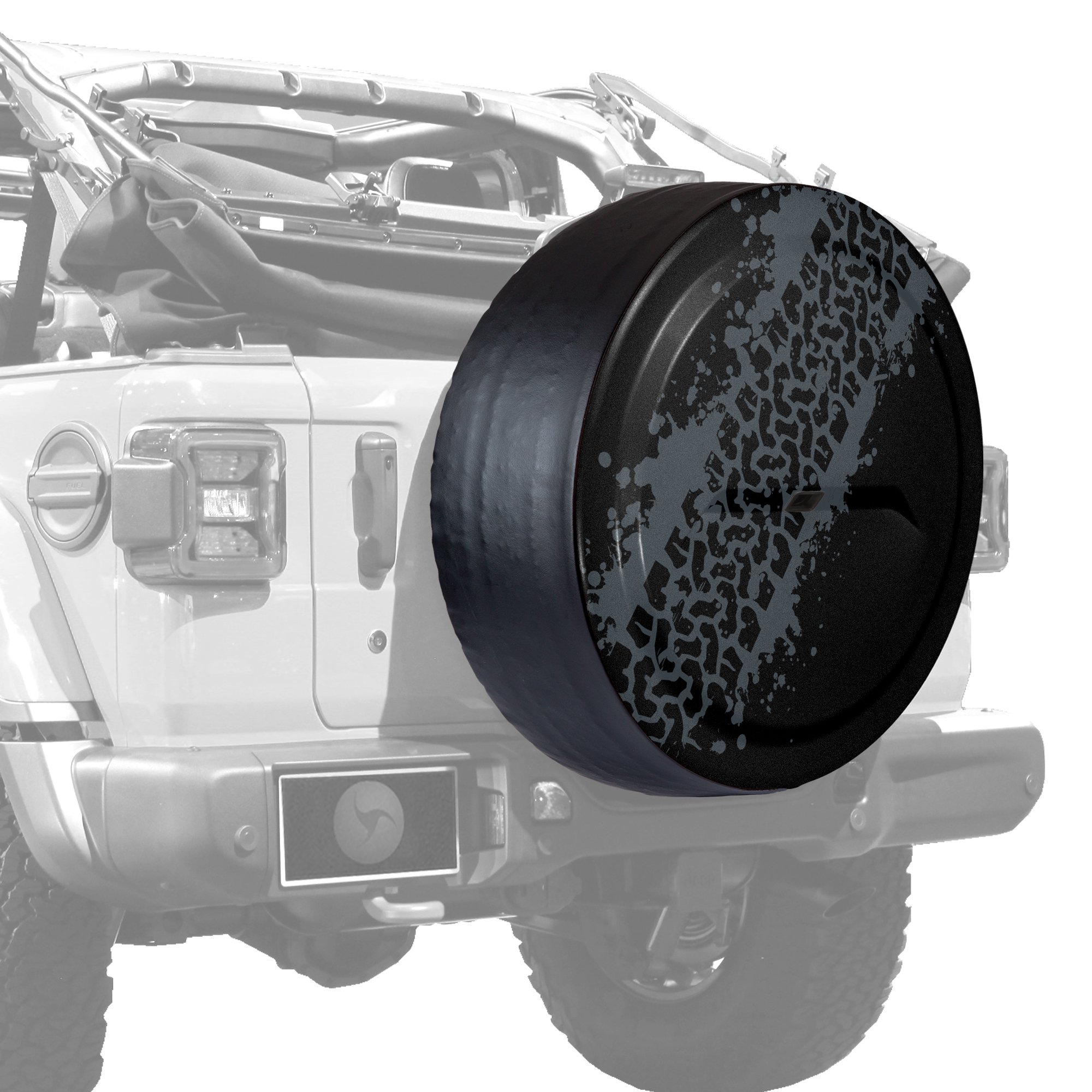 Boomerang Compatible with 2018 Jeep Wrangler JL - 32" Rigid Tire Cover - (Hard Plastic Face & Vinyl Band) - Mud Track