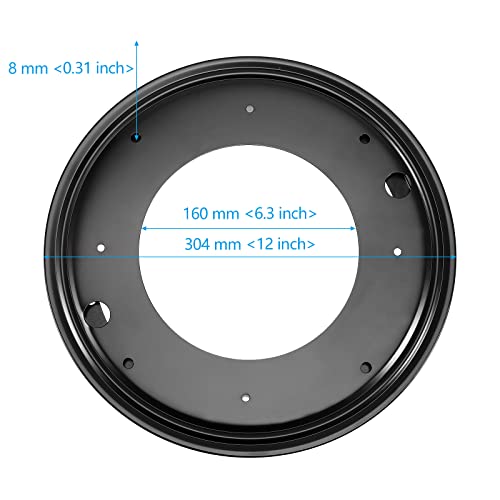 SEHOI 5 Pack 12 Inch Black Lazy Susan Hardware, 360°Rotating Swivel Plate with 330 lbs Load Capacity, Ball Bearings Turntable Lazy Susan Base for Rotating Table, Display Plate, Serving Tray
