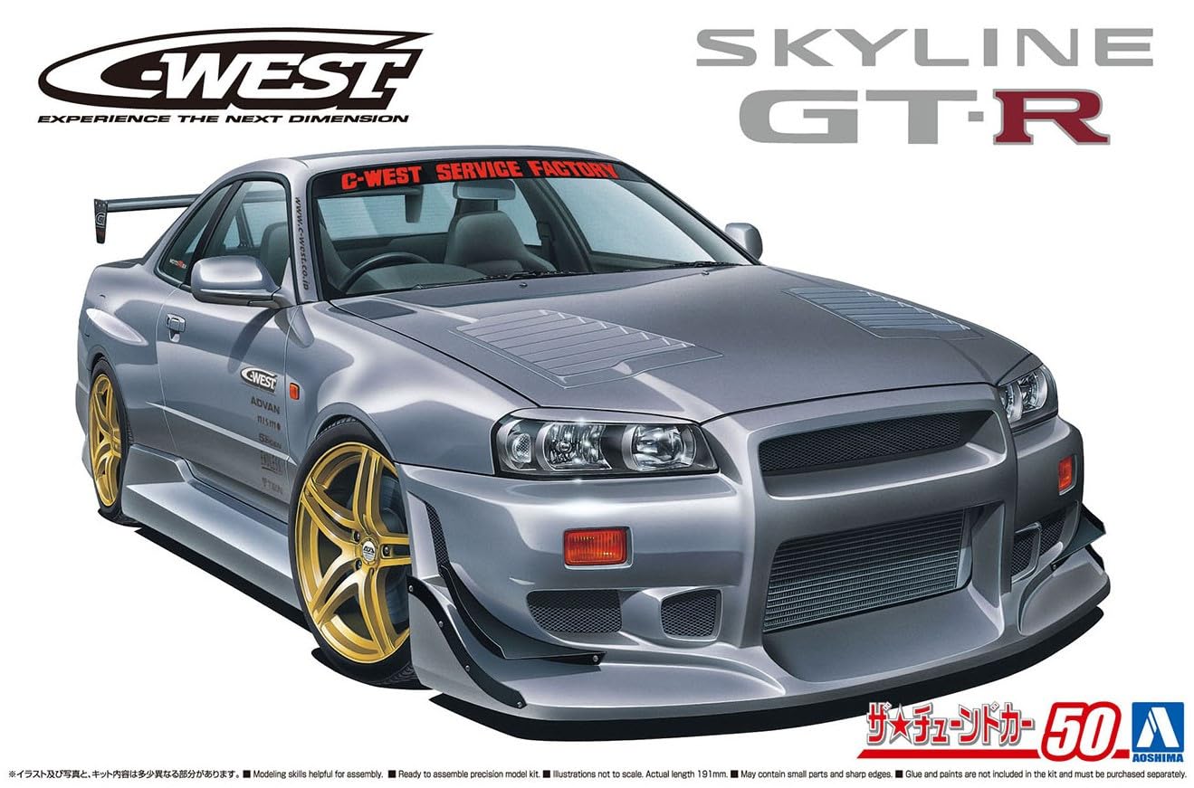 Aoshima Nissan C West BNR34 Skyline GT-R ’02 1:24 Scale Model Kit