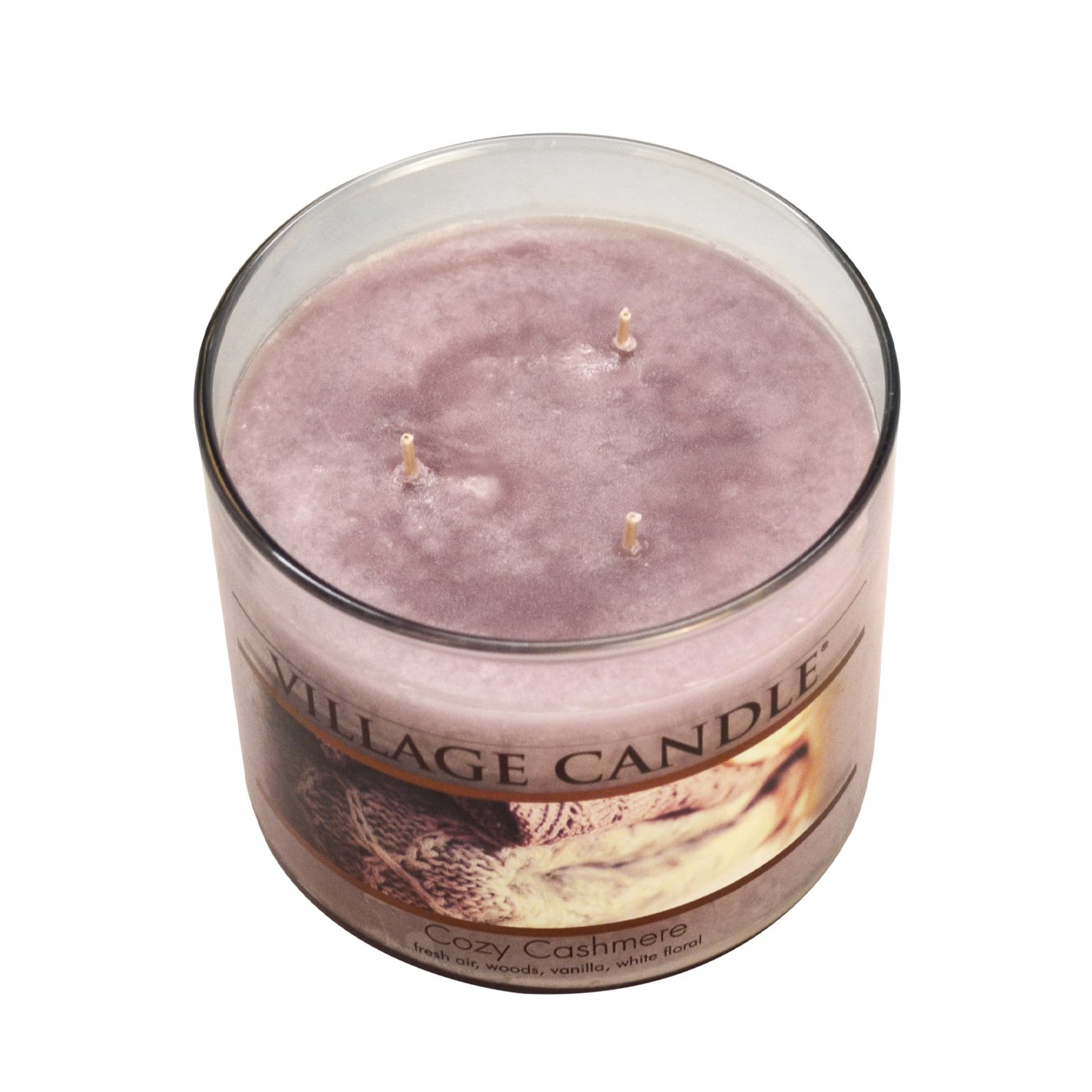 Village Candle Cozy Cashmere 17 oz Glass Bowl Scented Candle, Medium